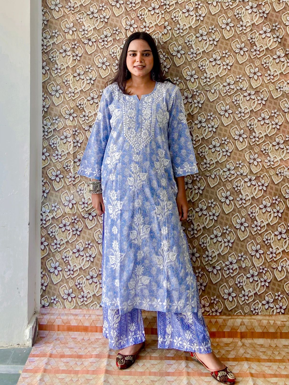 premium Cotton plazo set with plazo ( limited stock ) – Chikankari fabric