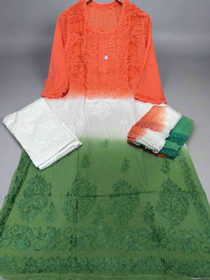 Tiranga Set 15 august Special 🇮🇳 – Chikankari fabric